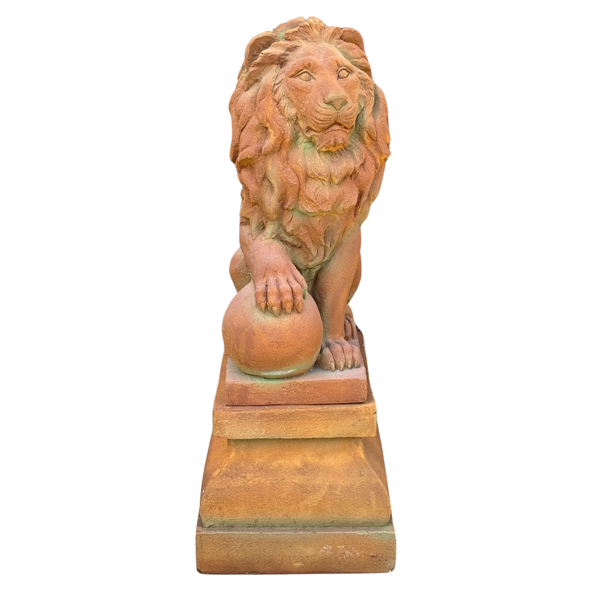 Statue Lion - with Ball on Pedestal Right – Courtyard Living